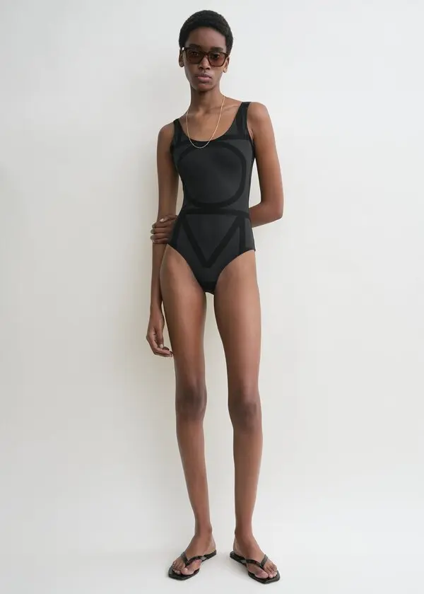 TOTEME Monogram Swimsuit - Black