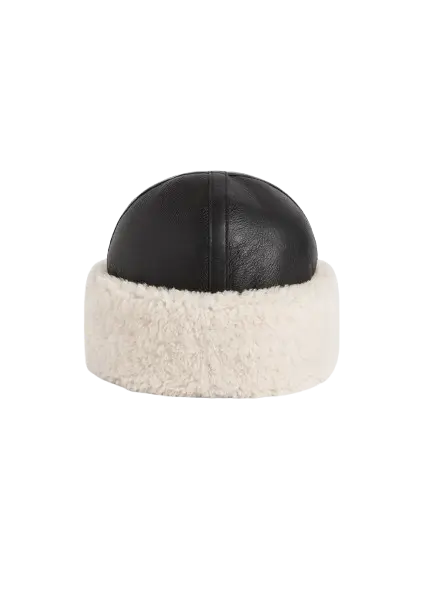 TOTEME Shearling Hat - Black,off White