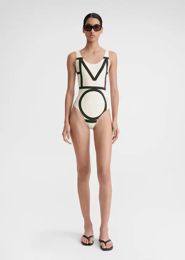 TOTEME Monogram Swimsuit - Ecru,green