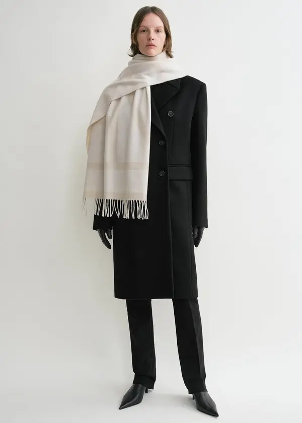 TOTÊME Monogram Jacquard Wool Scarf Bone - Bone Monogram