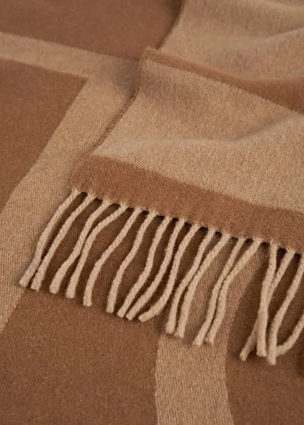 TOTÊME Monogram Jacquard Wool Scarf Camel - Camel Monogram