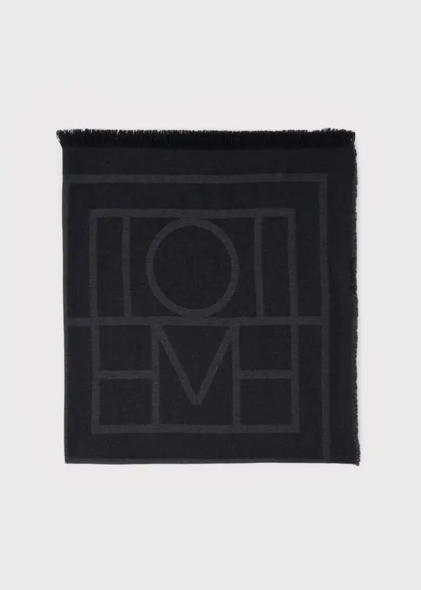 TOTEME Monogram Wool Cashmere Scarf Dark Grey - Dark Grey Monogram
