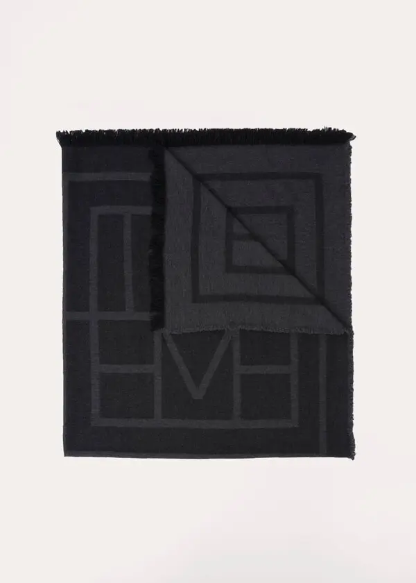 TOTEME Monogram Wool Cashmere Scarf Dark
