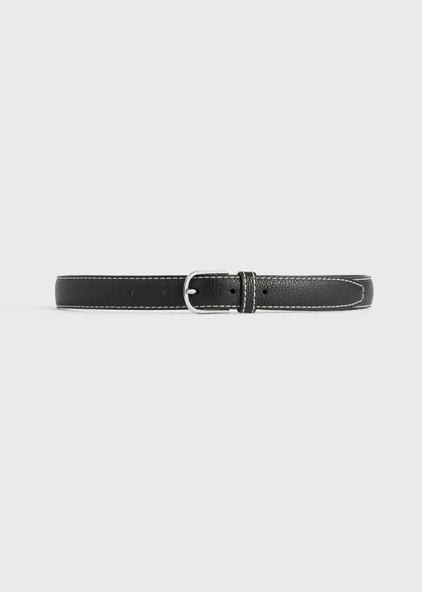 TOTEME Slim Grained-leather Belt - Black Grain
