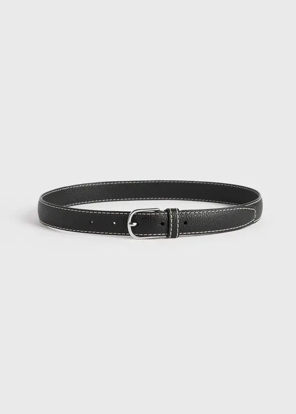 TOTEME Slim Grained-leather Belt - Black