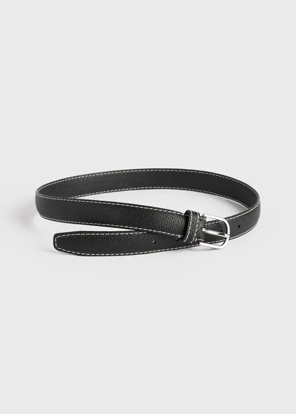 TOTEME Slim Grained-leather Belt - Black