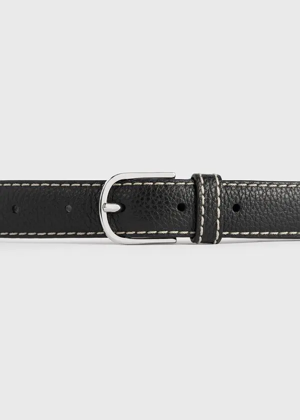 TOTEME Slim Grained-leather Belt - Black