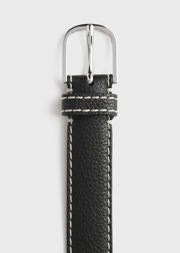 TOTEME Slim Grained-leather Belt - Black