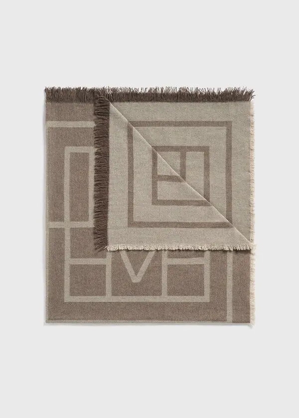 TOTEME Monogram Wool Cashmere Scarf Tobacco