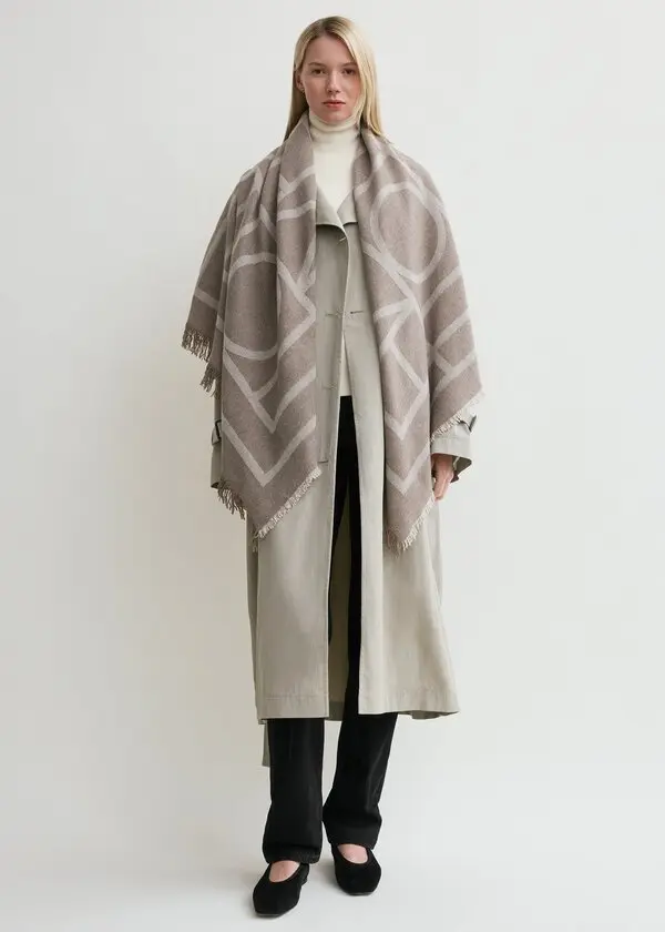 TOTEME Monogram Wool Cashmere Scarf Tobacco