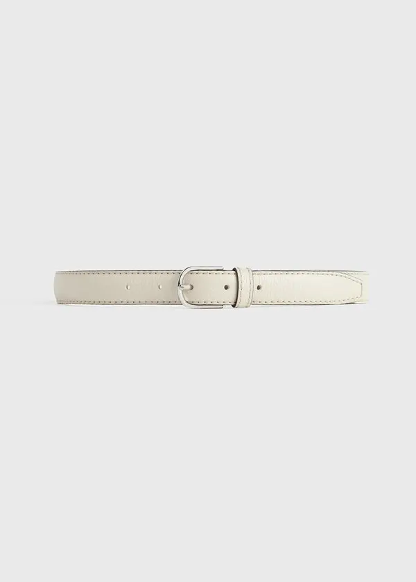 TOTEME Slim Grained-leather Belt - Milk Grain