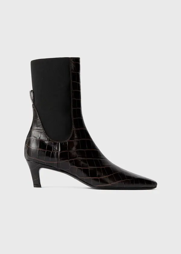 TOTEME Croco-embossed Mid-heel Ankle Boots