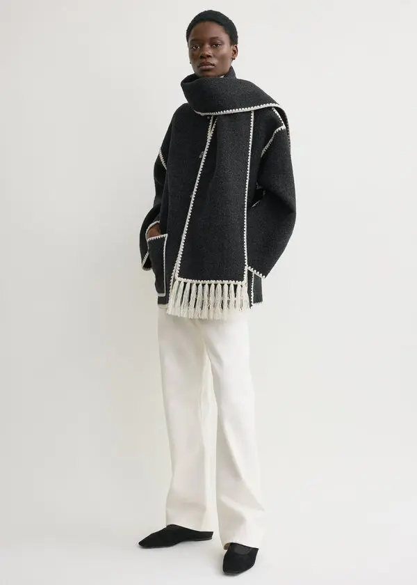 TOTEME Embroidered Scarf Jacket - Grey