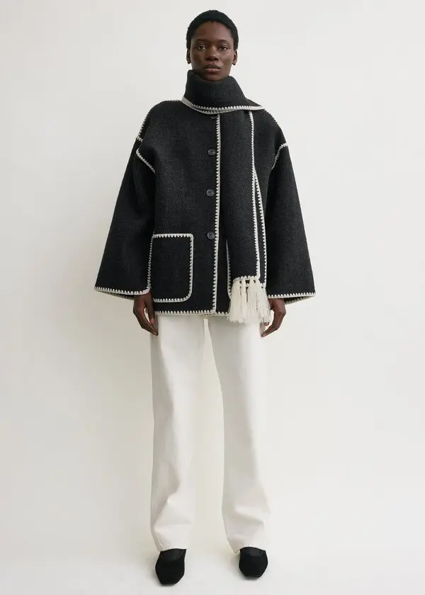 TOTEME Embroidered Scarf Jacket - Grey