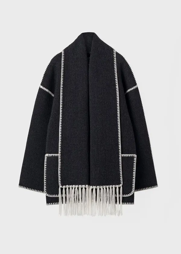 TOTEME Embroidered Scarf Jacket - Grey