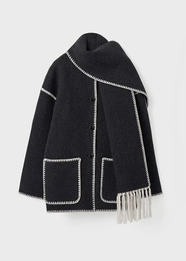 TOTEME Embroidered Scarf Jacket - Grey