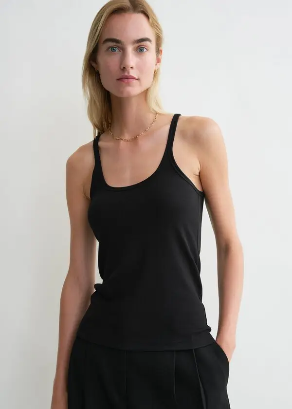 TOTEME Scoop Neck Rib Tank - Black