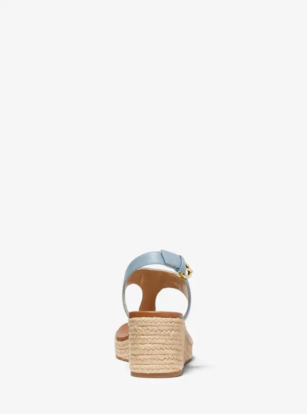 Michael Kors Laney Saffiano Leather Espadrille Wedge Sandal