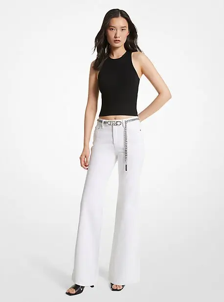 Michael Kors Denim Belted Flared Jeans