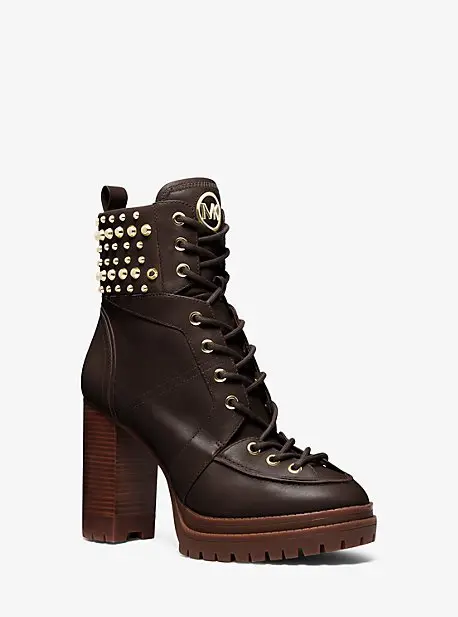 Michael Kors Yvonne Studded Leather Boots - Brown