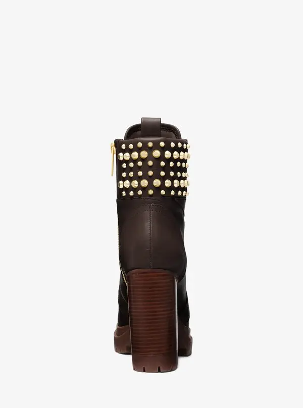 Michael Kors Yvonne Studded Leather Lace-up Combat Boots