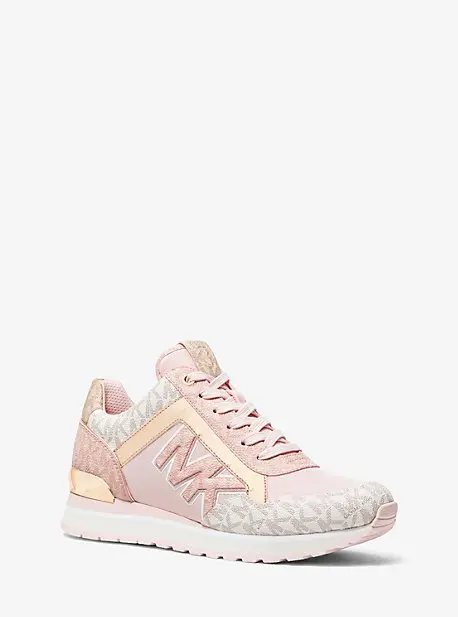 Michael Kors Maddy Two-Tone Logo And Mesh Trainer In Pink 74