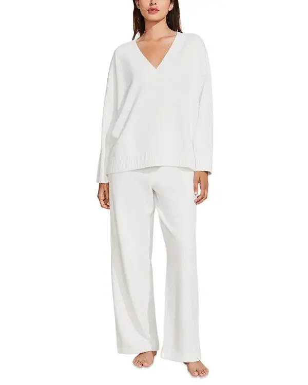 Eberjey Boucle V-neck Sweatshirt - Ivory