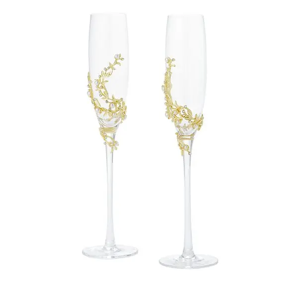 OLIVIA RIEGEL Eleanor Flute, Set Of 2 - Clear/gold