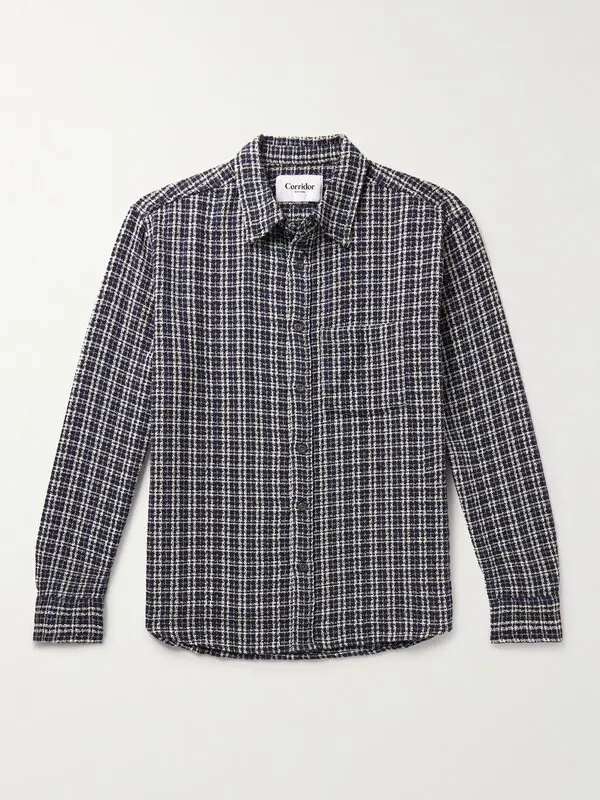 CORRIDOR Checked Cotton-tweed Shirt - Blue