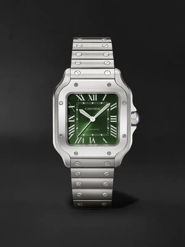 CARTIER Santos De Automatic 35.1mm Interchangeable Stainless Steel And Alligator Watch - Green