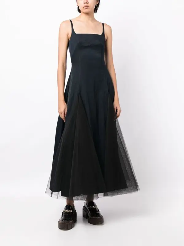 Molly Goddard Odell Tulle-Inserts Midi Dress In Blue - 71% Off