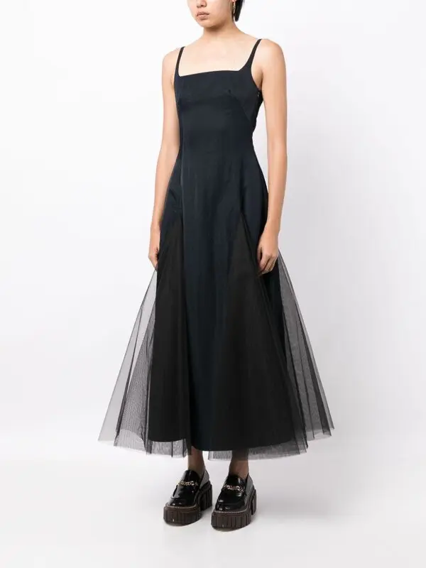 Molly Goddard Odell Tulle-Inserts Midi Dress In Blue - 71% Off