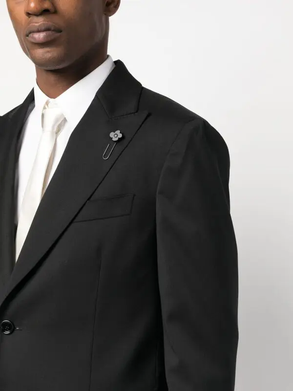 LARDINI Single-breasted Two-piece Wool Suit - Black