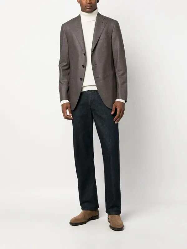 Caruso Single-breasted Wool Blazer - Grey