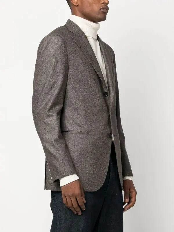 Caruso Single-breasted Wool Blazer - Grey