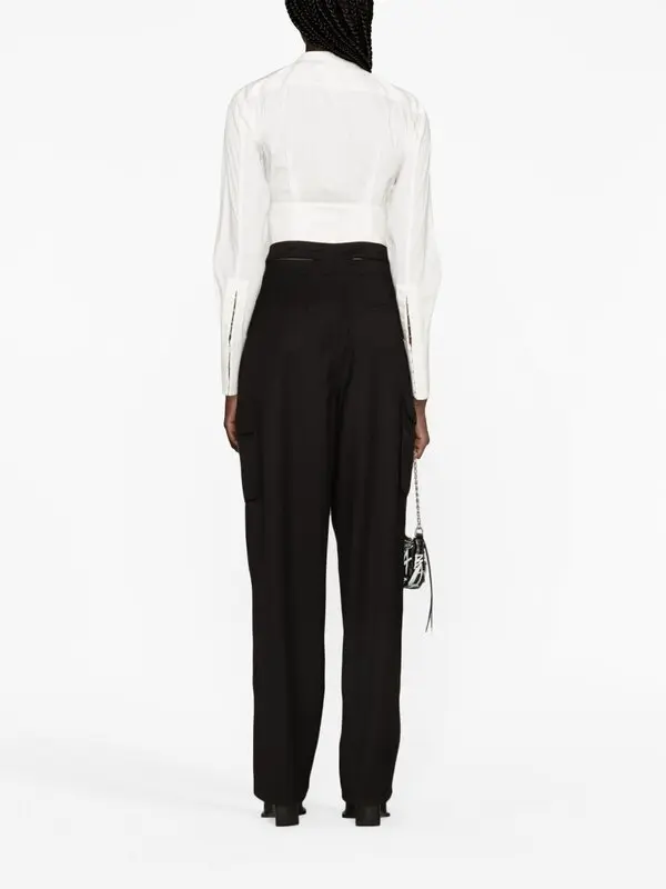 ANDREĀDAMO Pleated Cut-out Cargo Trousers - Black