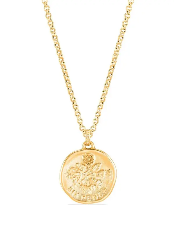 DOWER AND HALL Lucky Sixpence Medallion Necklace - Gold