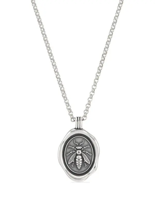 DOWER AND HALL Sterling Wasp Medallion Pendant Necklace - Silver