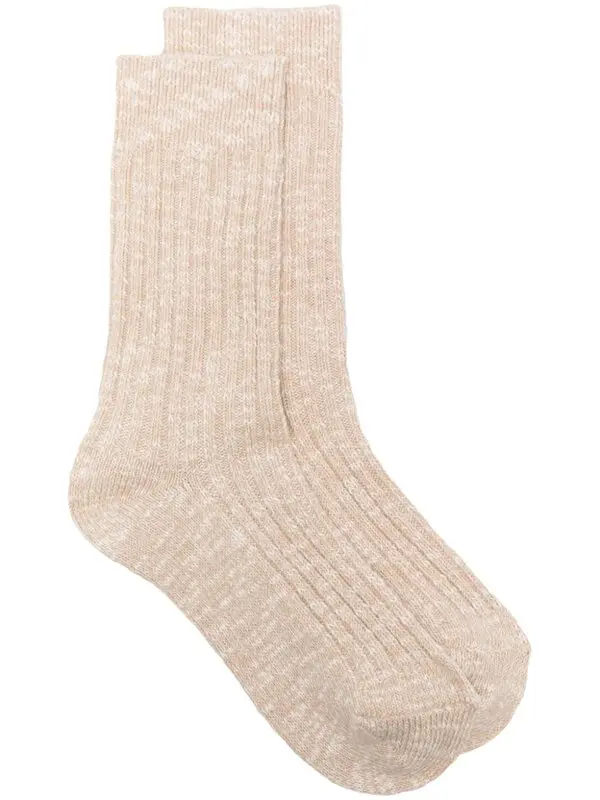 BIRKENSTOCK Logo-embossed Ribbed-knit Socks - Neutrals