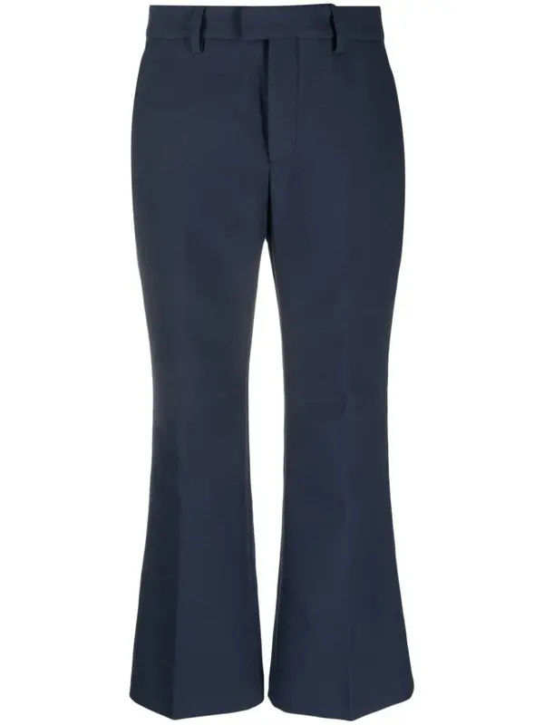 Closed Wide-leg Cropped Trousers - Blue