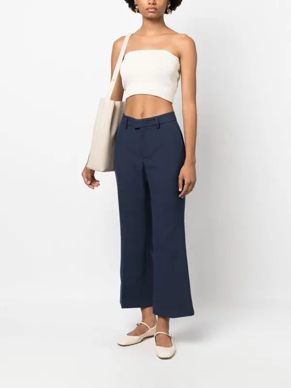 Closed Wide-leg Cropped Trousers - Blue
