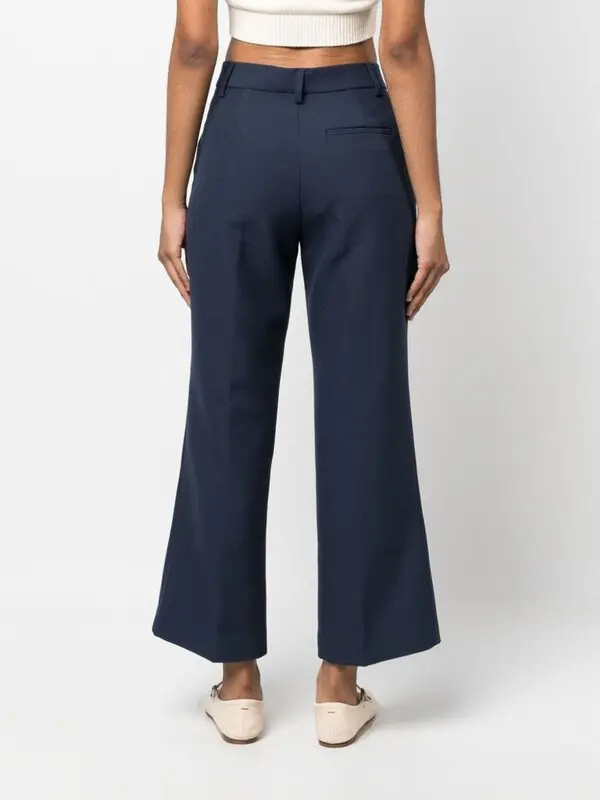 Closed Wide-leg Cropped Trousers - Blue