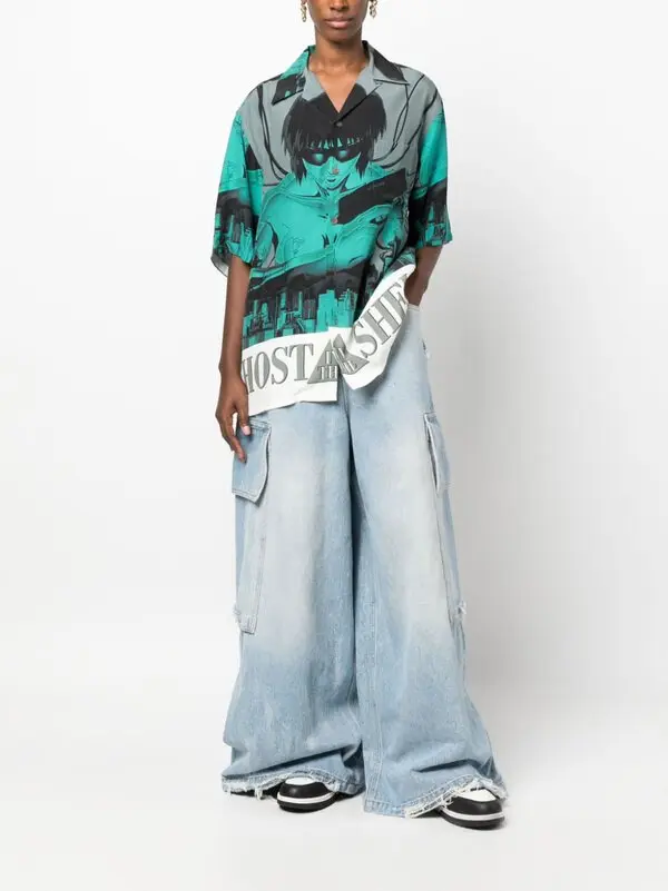 Palm Angels Ripped-detail Wide-leg Jeans - Blue