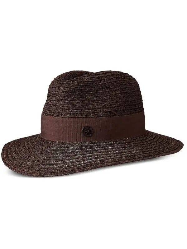 MAISON MICHEL Henrietta Straw Fedora - Brown