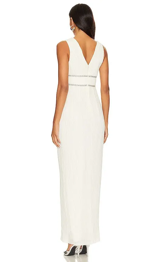 Bcbgmaxazria V Neck Pleated Gown In Gardenia 55% Off Editorialist