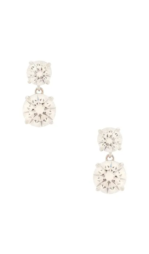 Shashi Double Solitaire Stud Earrings - Silver