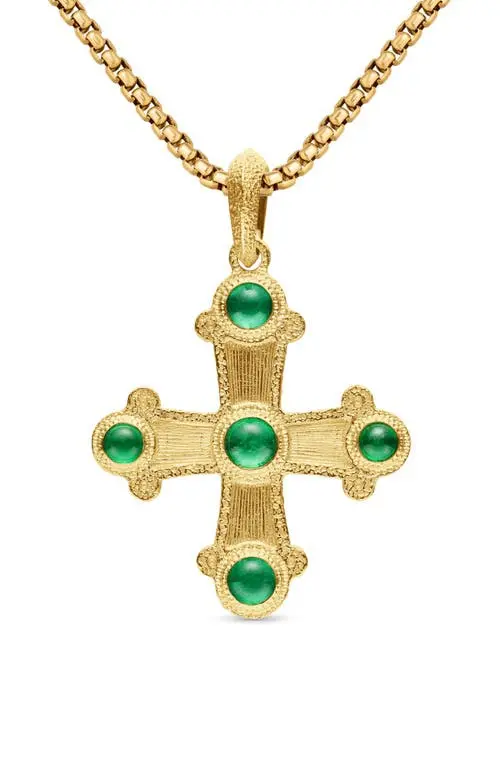 David Yurman Shipwreck Cross Amulet - 18k Yellow Gold/emerald