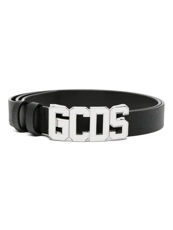 Gcds Logo-buckle Leather Belt - Black