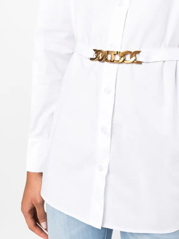 TWINSET Chain-link Belted Poplin Shirt