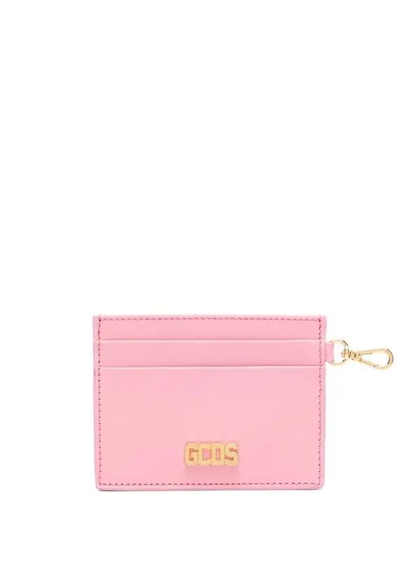 Gcds Comma Logo-plaque Leather Cardholder - Pink
